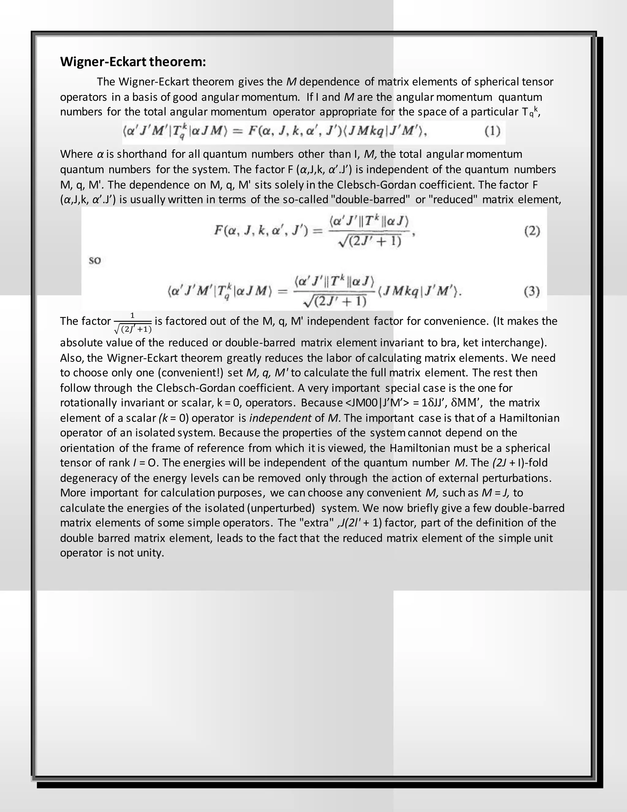Wigner-Eckart theorem | DOCX