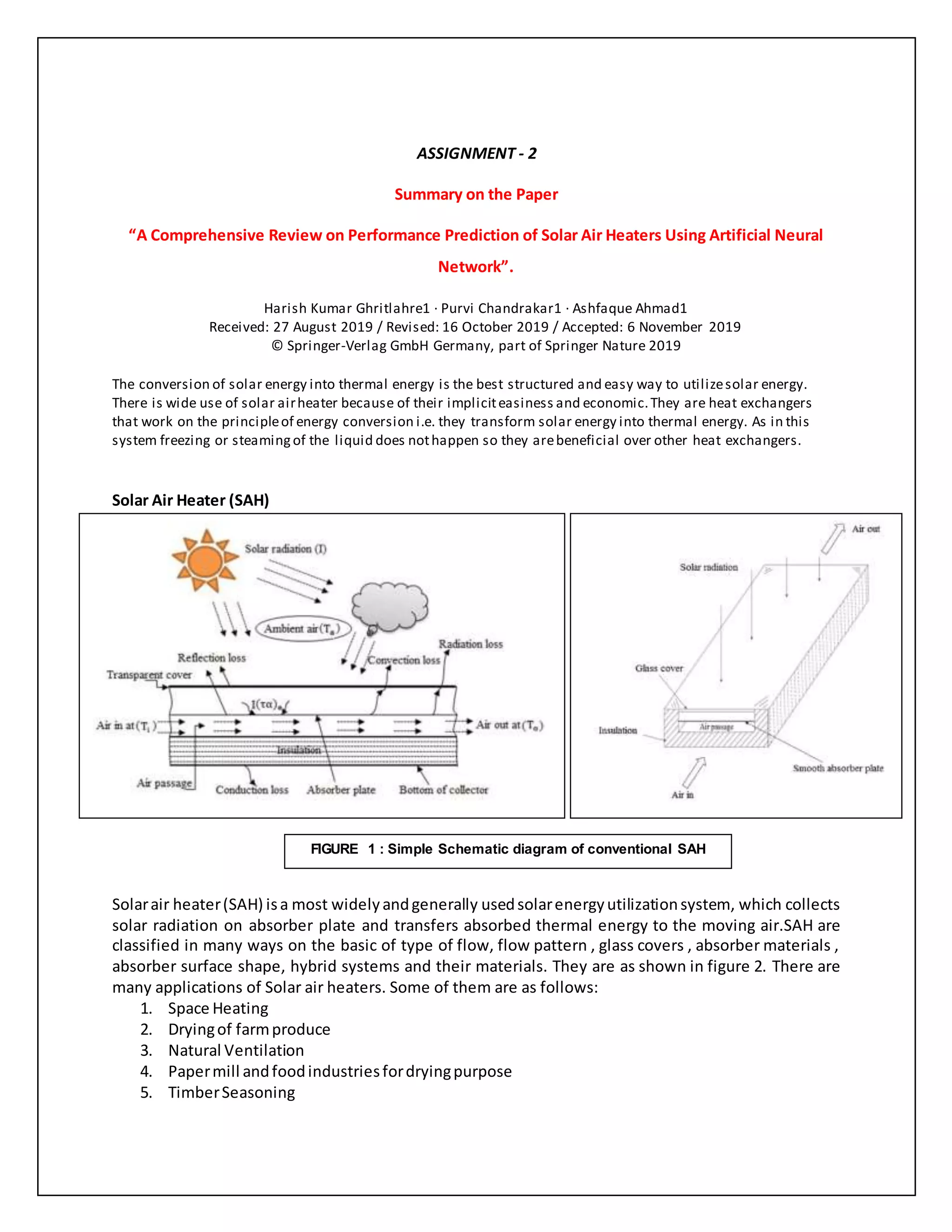 solar air heater Using ANN | DOCX