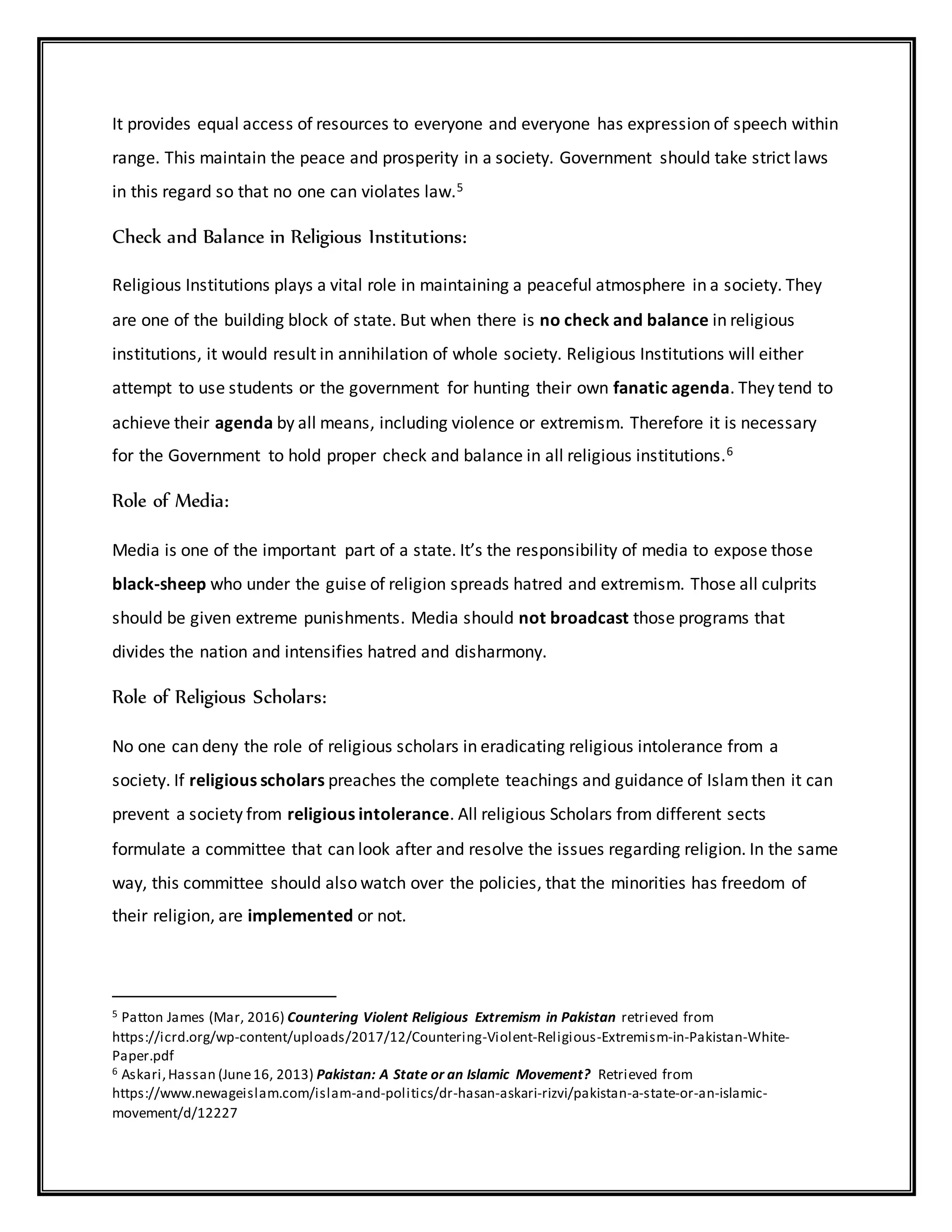 Religious Extremism in Pakistan: Causes and Solutions | DOCX