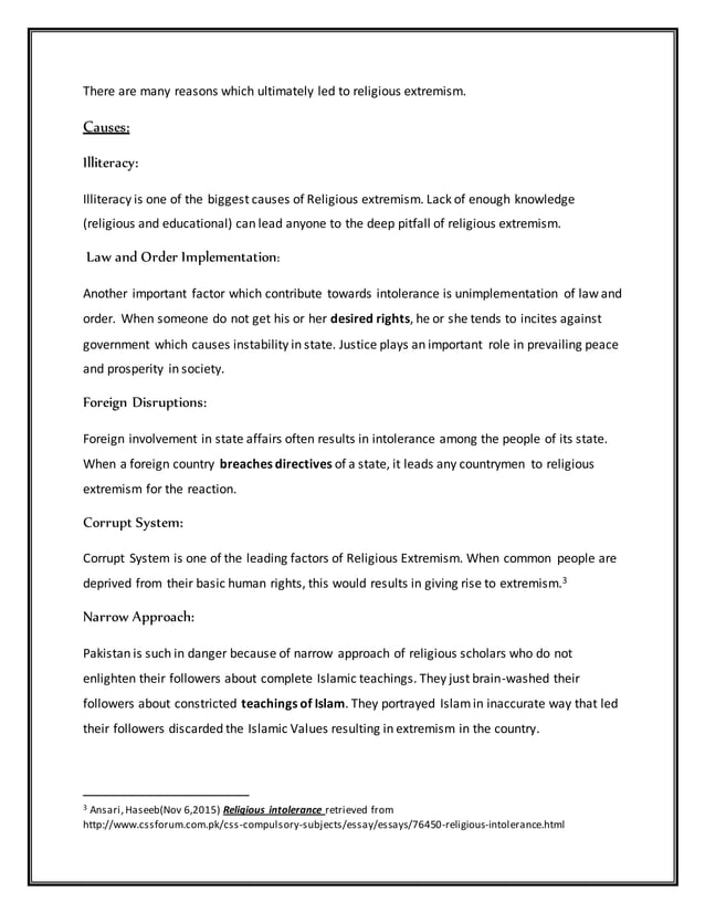 Religious Extremism in Pakistan: Causes and Solutions | DOCX | Islam ...