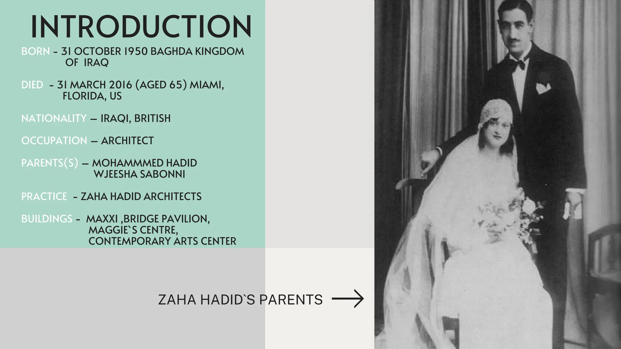 zaha hadid about and information history | PPTX