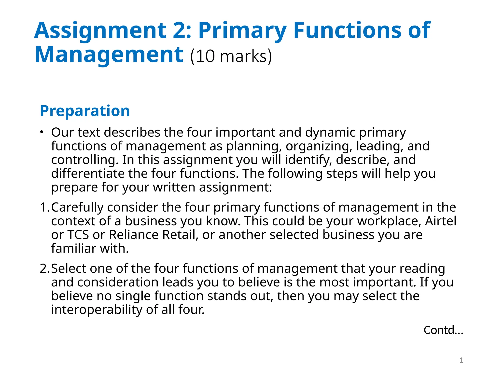 Assignment 2_Primary Functions of Management | PPTX