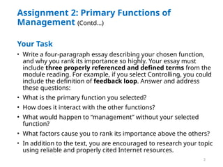 Assignment 2_Primary Functions of Management | PPTX