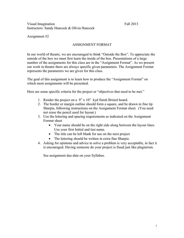 Assignment #2 assignment format | DOC