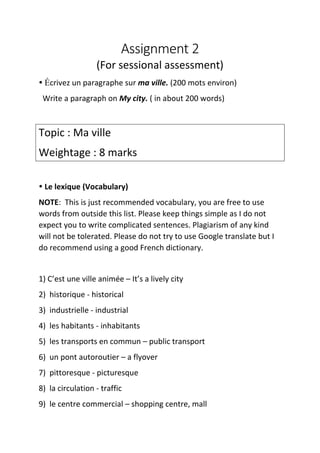 Assignment 2 ma ville | PDF