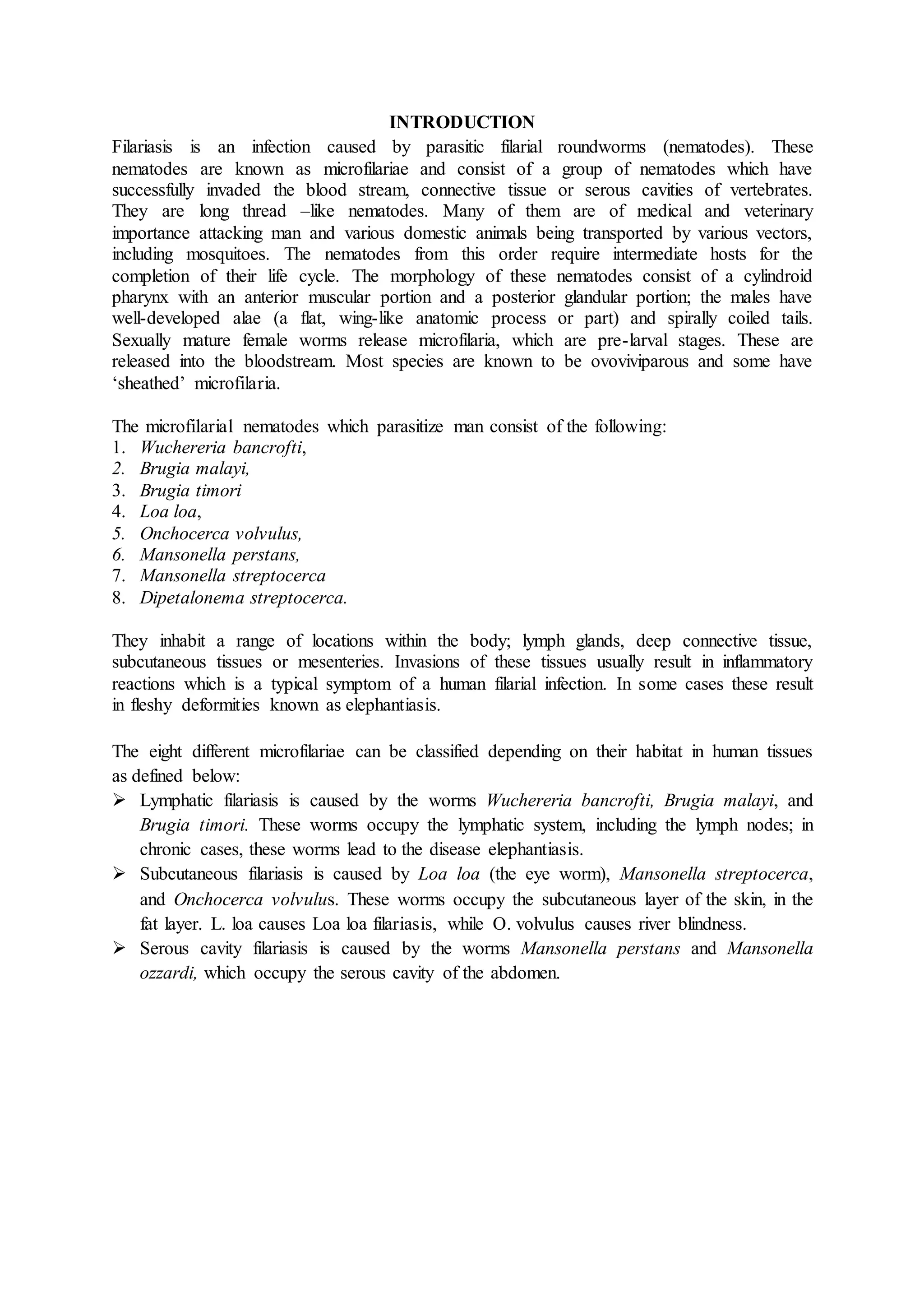 Classification of Microfilaria | DOCX