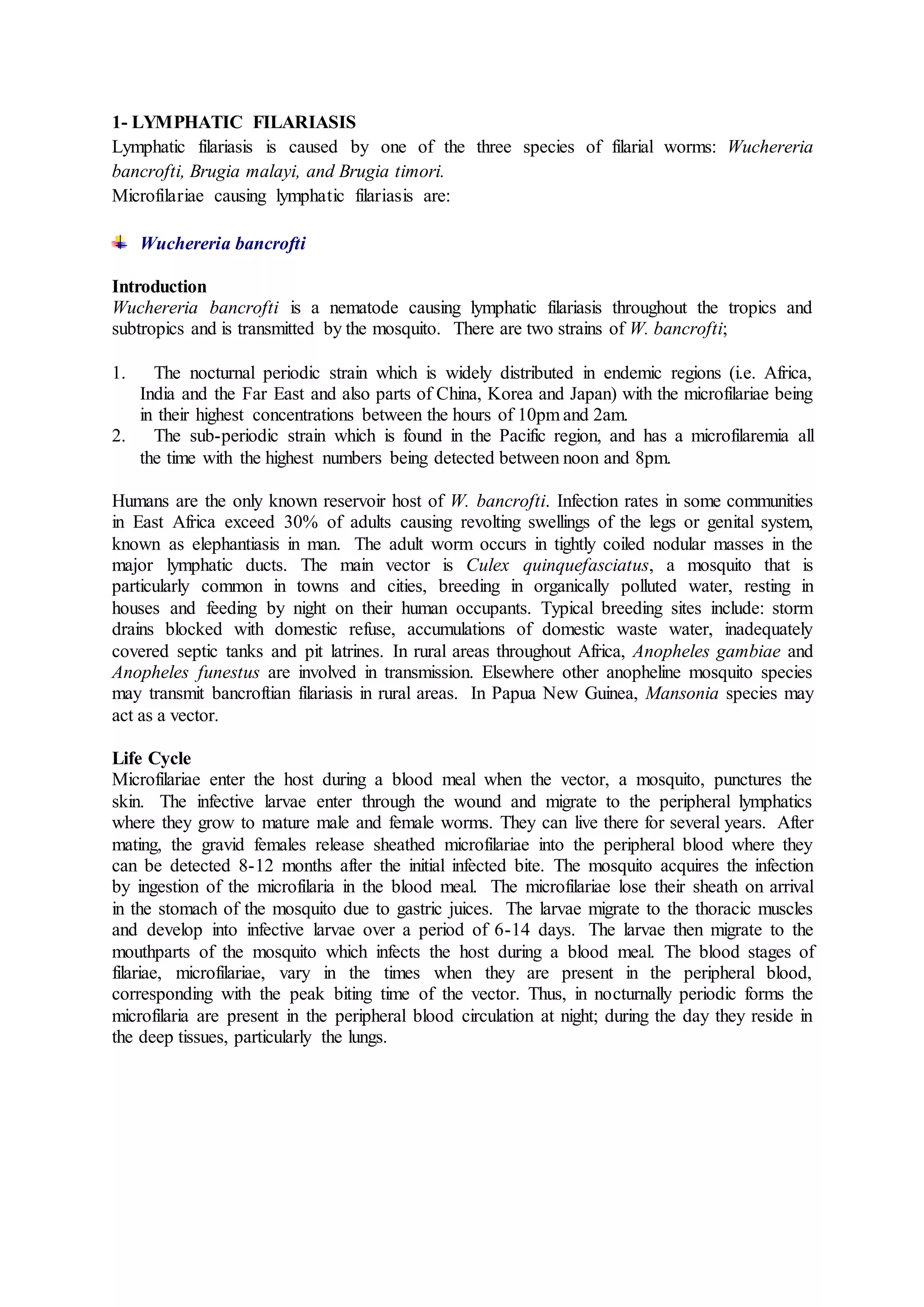 Classification of Microfilaria | DOCX