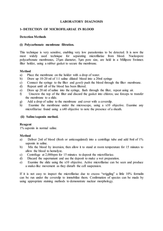 Classification of Microfilaria | DOCX | Infectious Diseases | Diseases ...