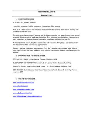 Assignment 2. unit1 | DOCX