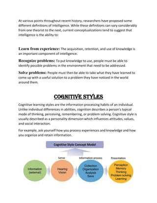 Intelligence, Cognitive Styles, Methods of control | PDF