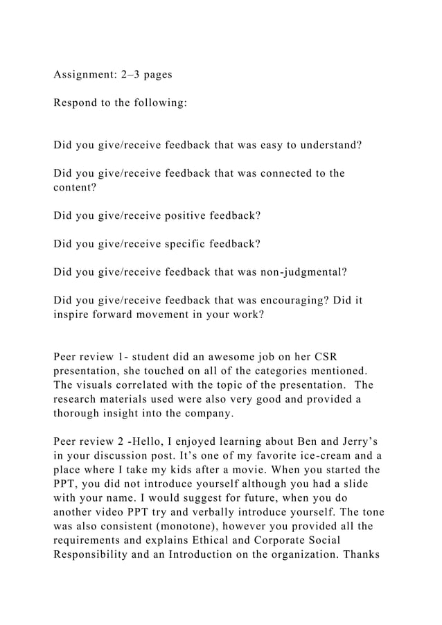 Assignment 2–3 pagesRespond to the followingDid you give.docx