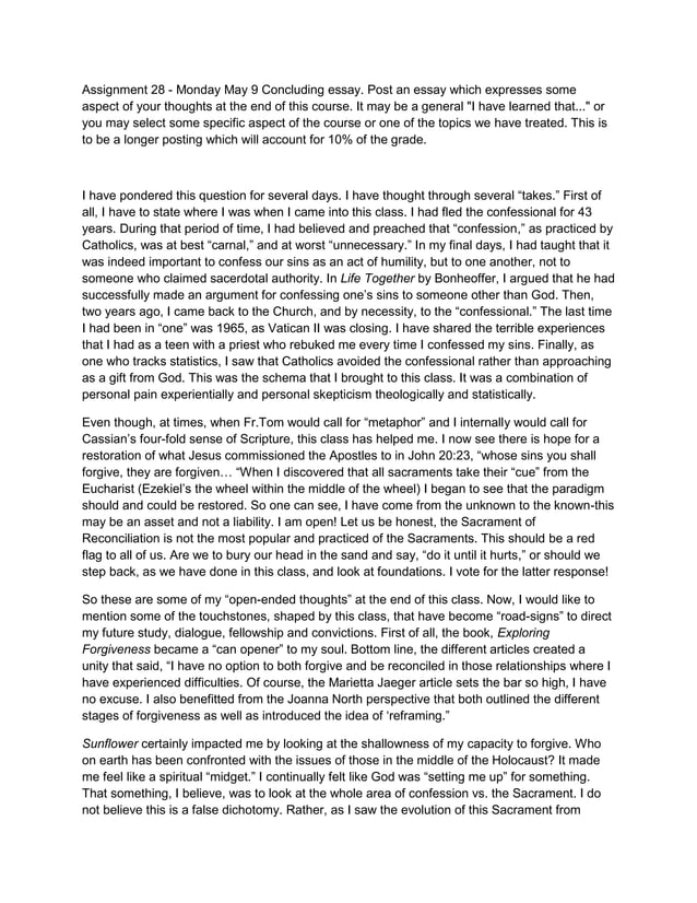 Assignment 28 sacrament of reconciliation | PDF