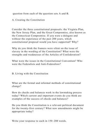 Assignment 2 American ConstitutionFollowing the Revolutiona | DOCX