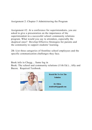 Assignment 2 Chapter 5 Administering the ProgramAssignmen.docx