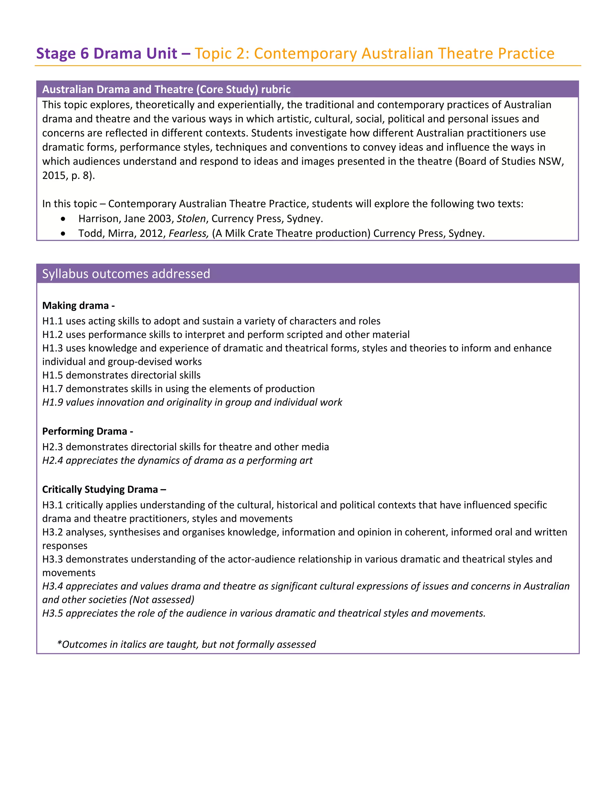 Drama Unit and Lesson Plans | PDF