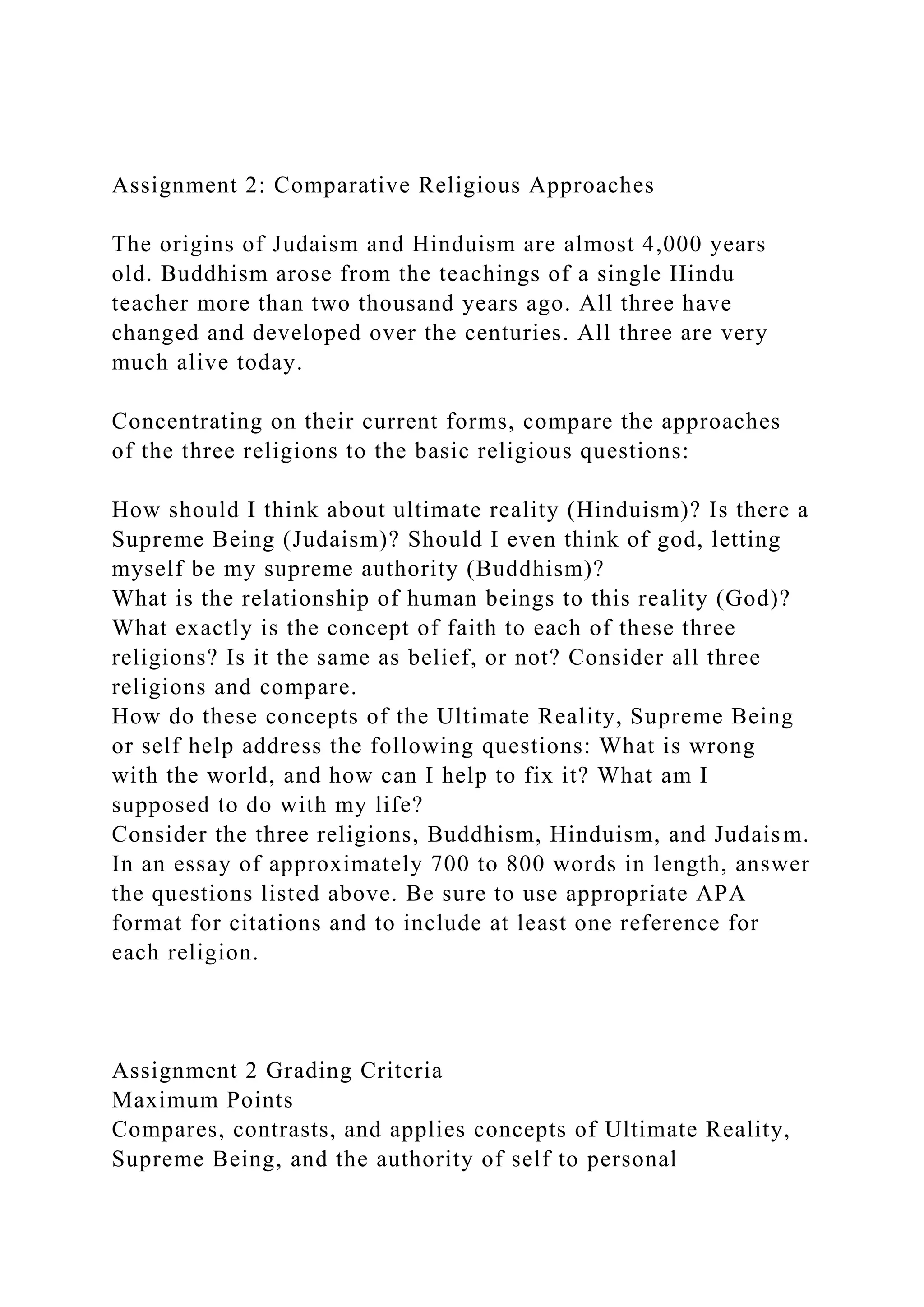 Assignment 2 Comparative Religious ApproachesThe origins of J.docx