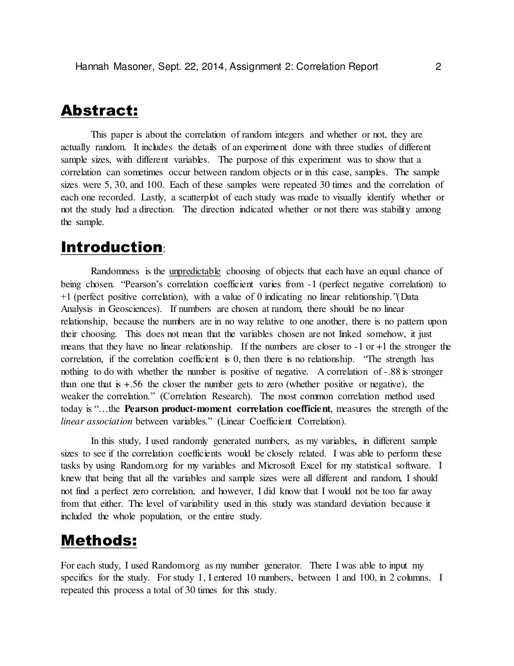 Assignment 2 Correlation Report Final