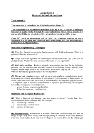 Assignment 2 daa | PDF