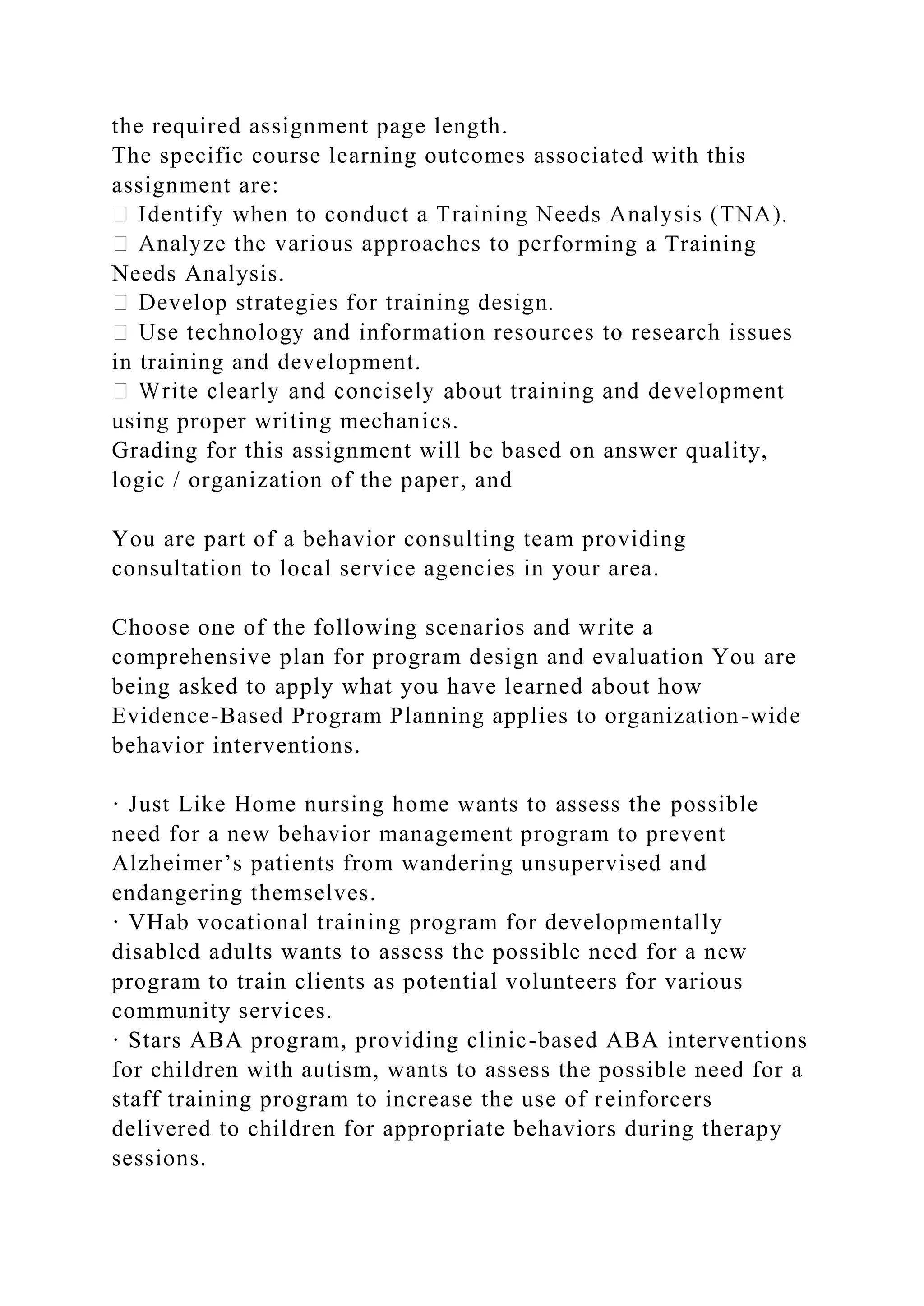 Assignment 2 Designing a Training ProgramDue Week 8 and worth 3.docx