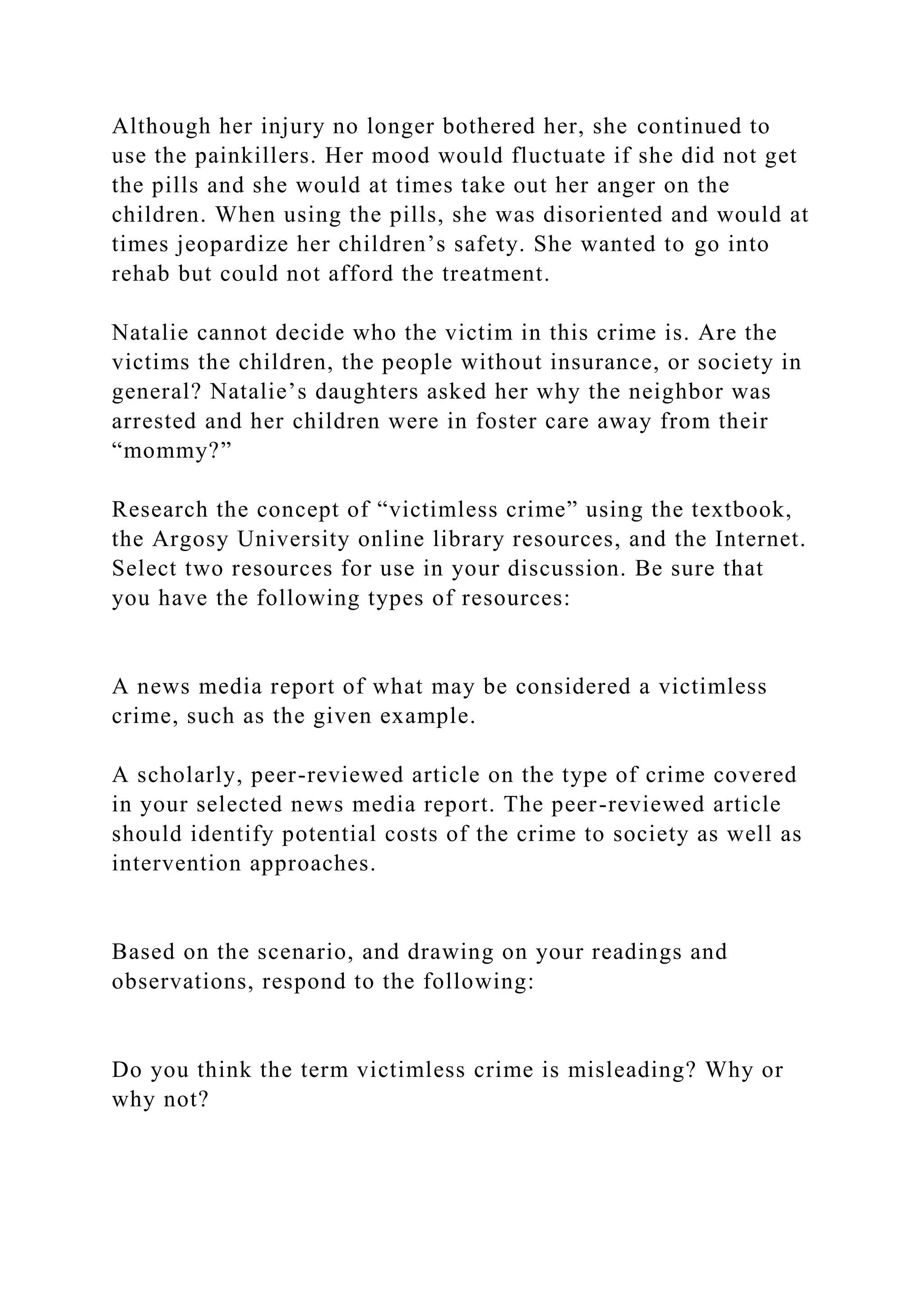 Assignment 2 Discussion—Victimless CrimeNatalie Davies is a | PDF ...