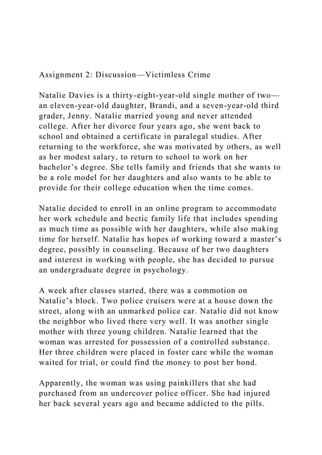 Assignment 2 Discussion—Victimless CrimeNatalie Davies is a | DOCX