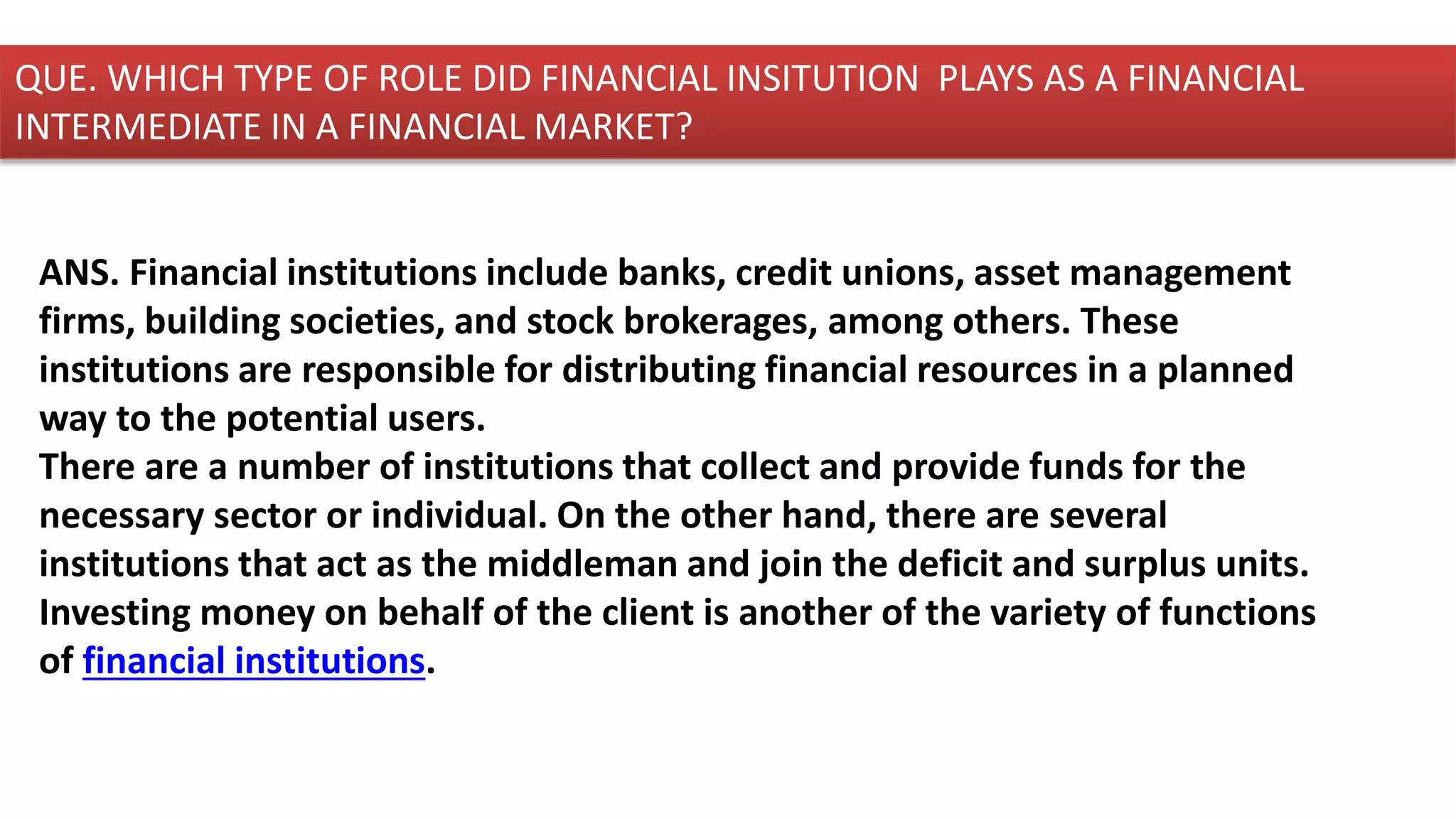 role of financial insitution | PPTX