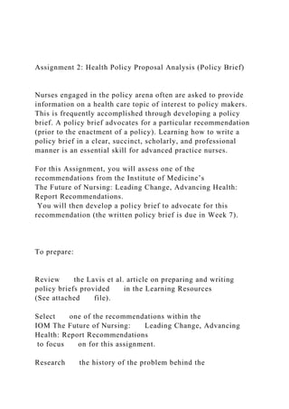 Assignment 2 Health Policy Proposal Analysis (Policy Brief).docx