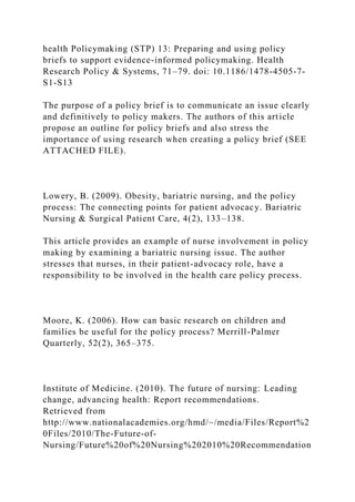 Assignment 2 Health Policy Proposal Analysis (Policy Brief).docx