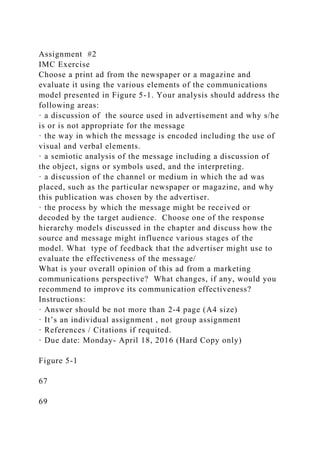 Assignment #2IMC ExerciseChoose a print ad from the newspaper o.docx