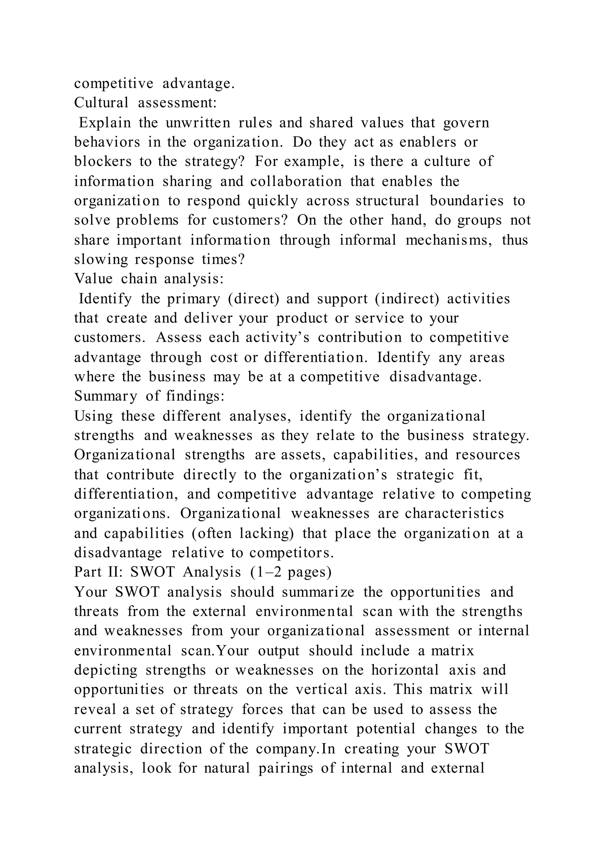 Assignment 2 Internal Environmental Scanorganizational Assessment Pdf