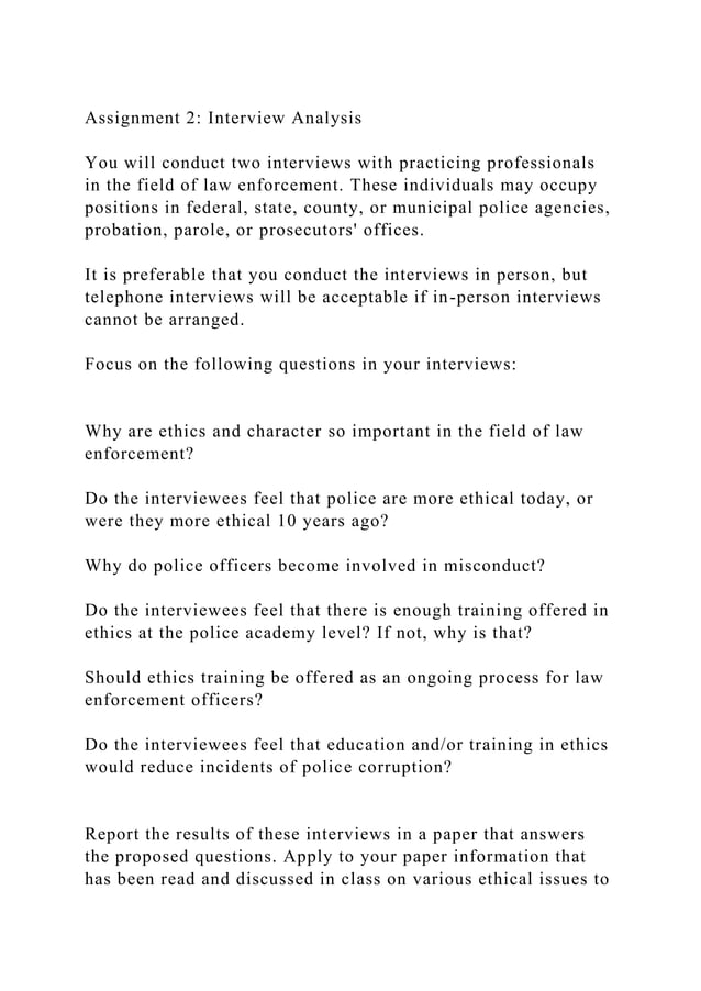 Assignment 2 Interview AnalysisYou will conduct two interviews .docx