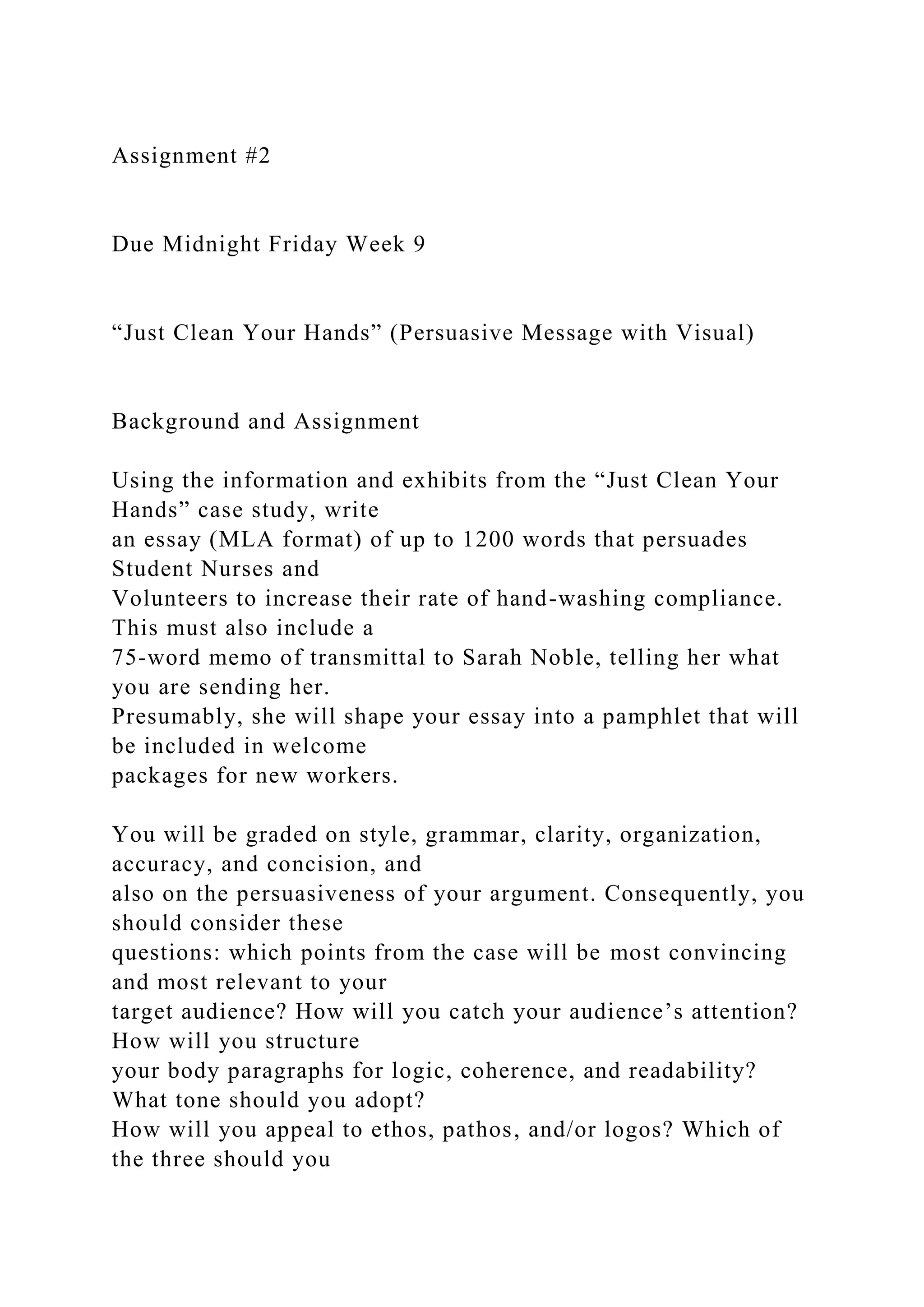Assignment 2Just Clean your hands”BackgroundYou are .docx
