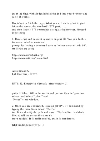 Assignment #2 Lab Exercise – HTTP INT6143, Enterpr.docx
