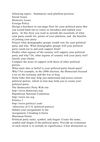 Assignment 2 LASA 1 Create Your Own Political PartyScenarioYou.docx ...
