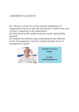 ASSIGNMENT (2) MGT101Q.1. Discuss at least five of the ext.docx