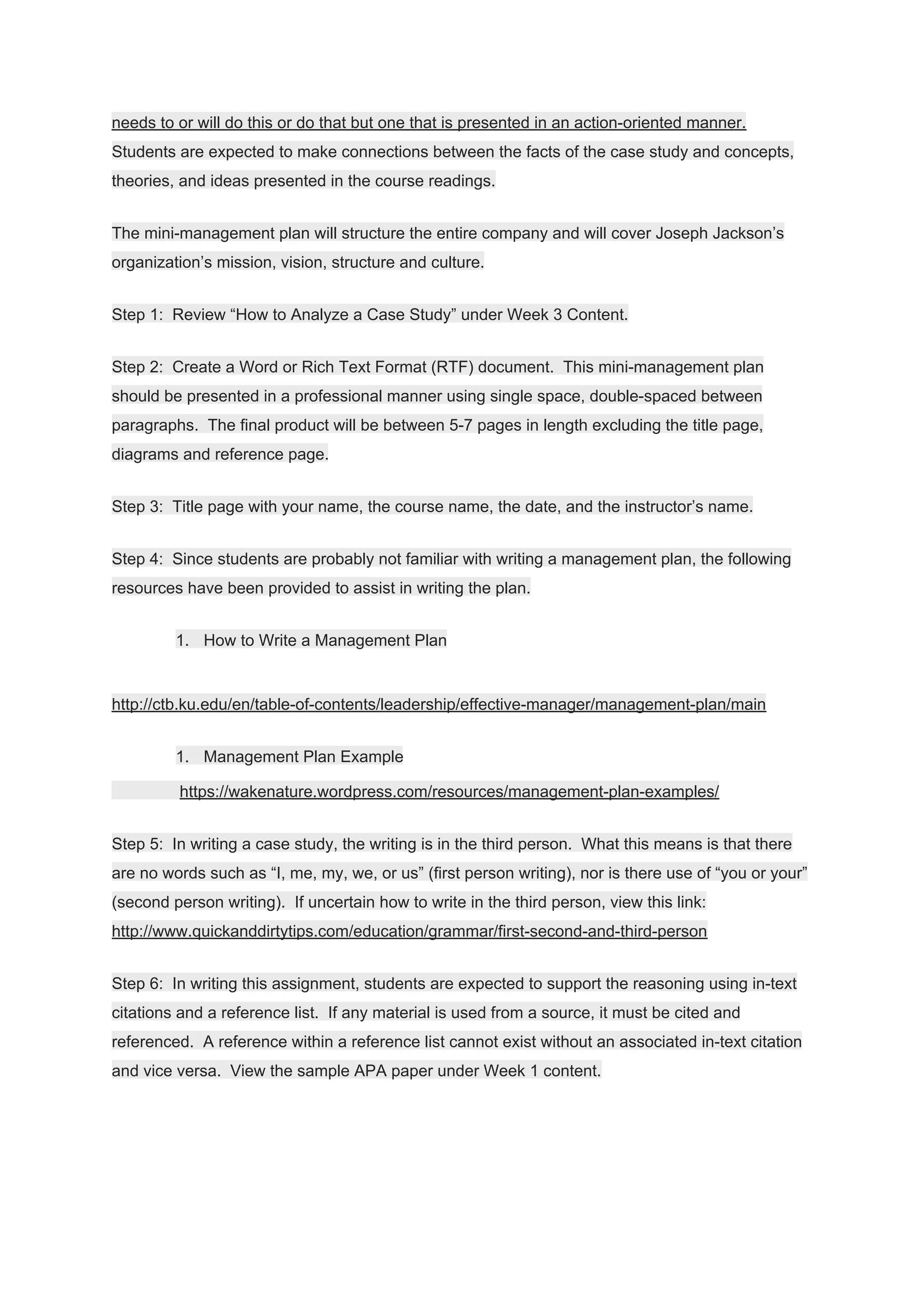 ASSIGNMENT 2: MINI-MANAGEMENT PLAN | PDF