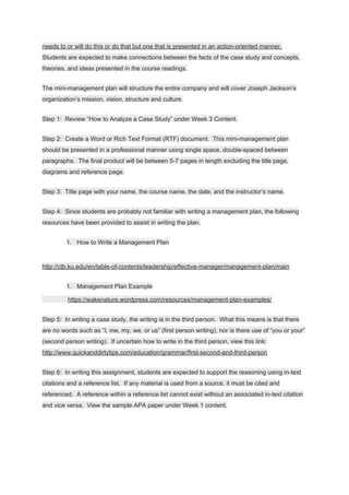 ASSIGNMENT 2: MINI-MANAGEMENT PLAN | PDF