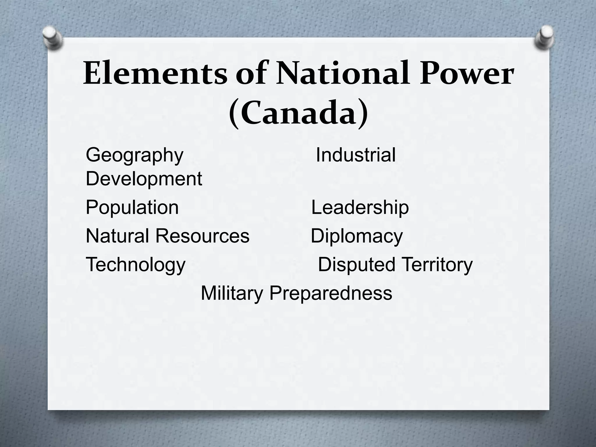 National power (Elements of National power of Canada) | PPTX
