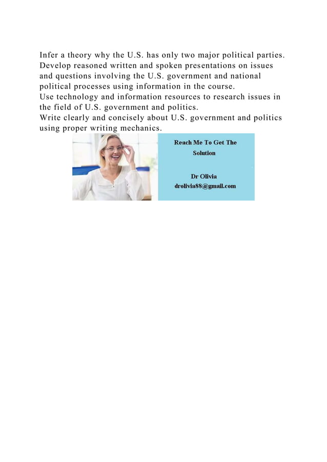 Assignment 2 Political Parties and the Electoral ProcessDue Week .docx