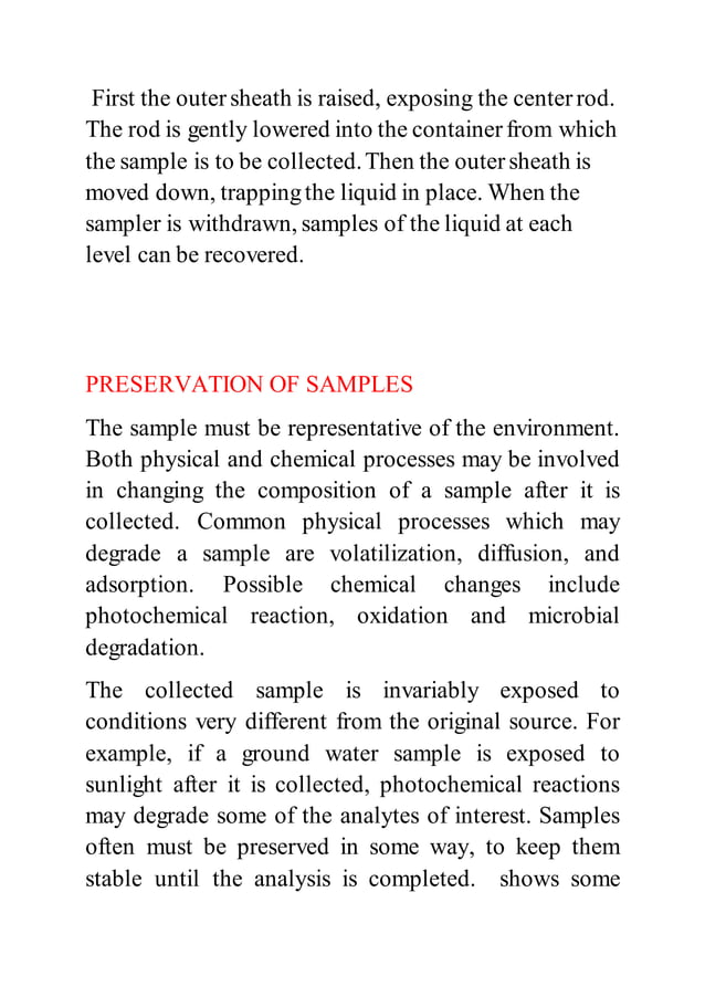 Polluted sample collection and preservation | PDF