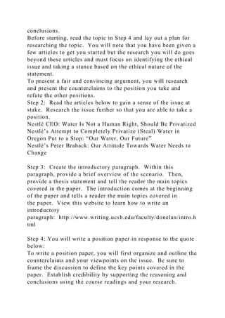 Assignment #2 Position Paper (20)Purpose You will learn how.docx