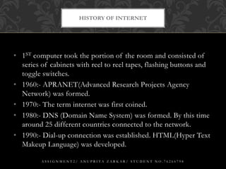 Assignment 2 ppt (Evolution of Internet) | PPTX | Search | Internet