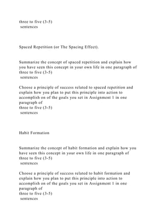 Assignment 2 Principles of Success Plan PrinciplesHow .docx