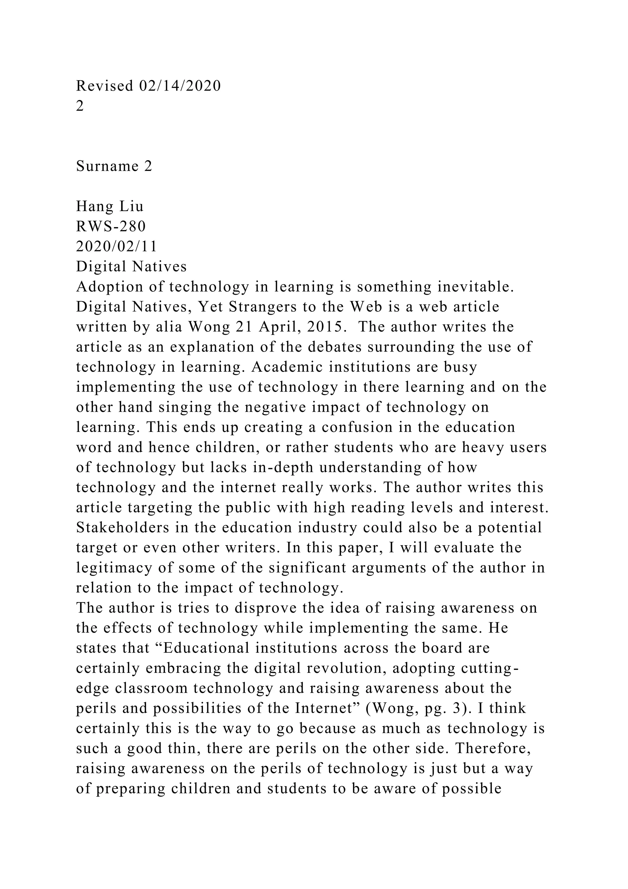 Assignment 2 Project Paper (Template)cOVER pAGE On the cover page.docx