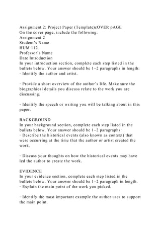 Assignment 2 Project Paper (Template)cOVER pAGE On the cover page.docx