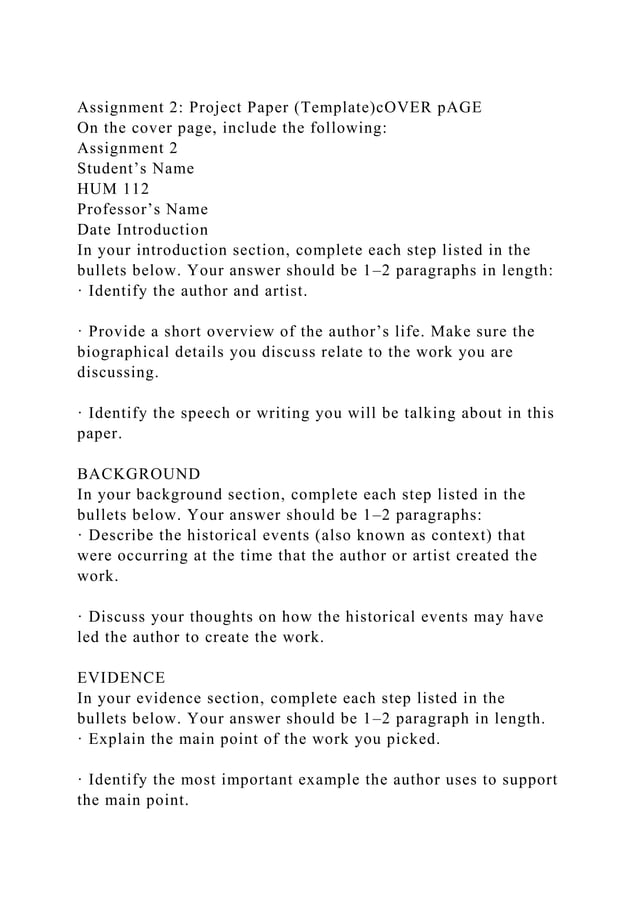 Assignment 2 Project Paper (Template)cOVER pAGE On the cover page.docx