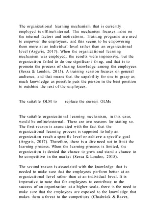 Assignment 2 Proposal for Organizational Learning IssuesD | PDF