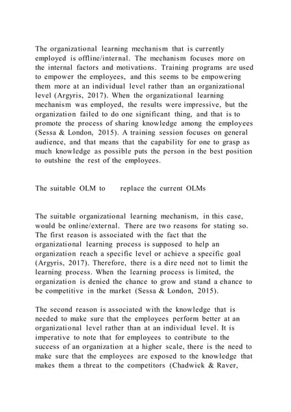 Assignment 2 Proposal for Organizational Learning IssuesD | PDF