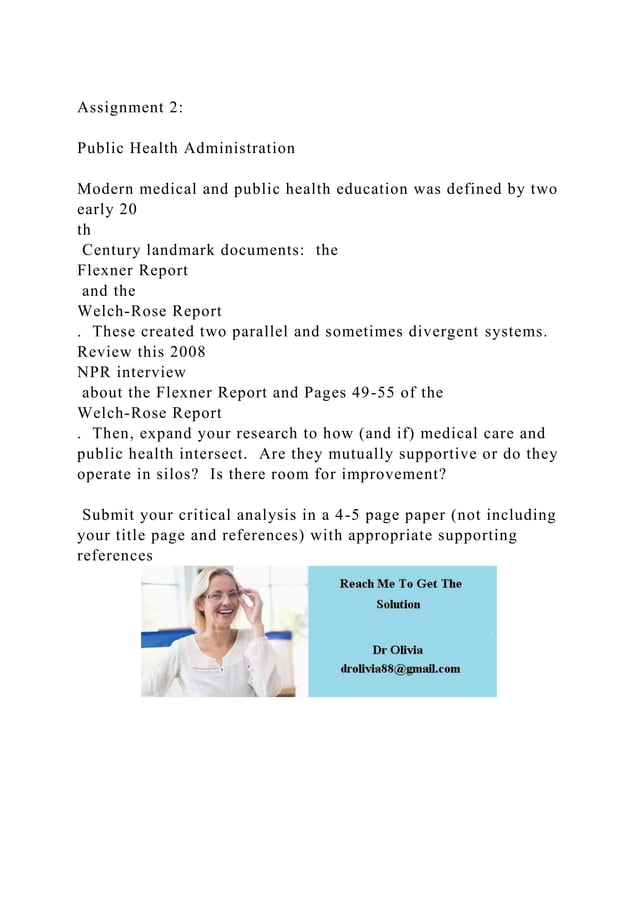 Assignment 2 Public Health Administration Modern medical an.docx