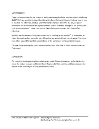 Assignment 2： research paper (dim sum) | DOCX